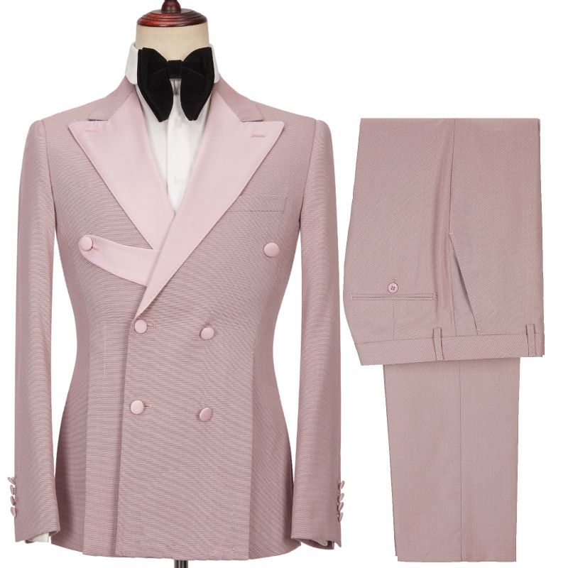 Christopher Stylish Pink Double Breasted Point Lapel Men Suit ...